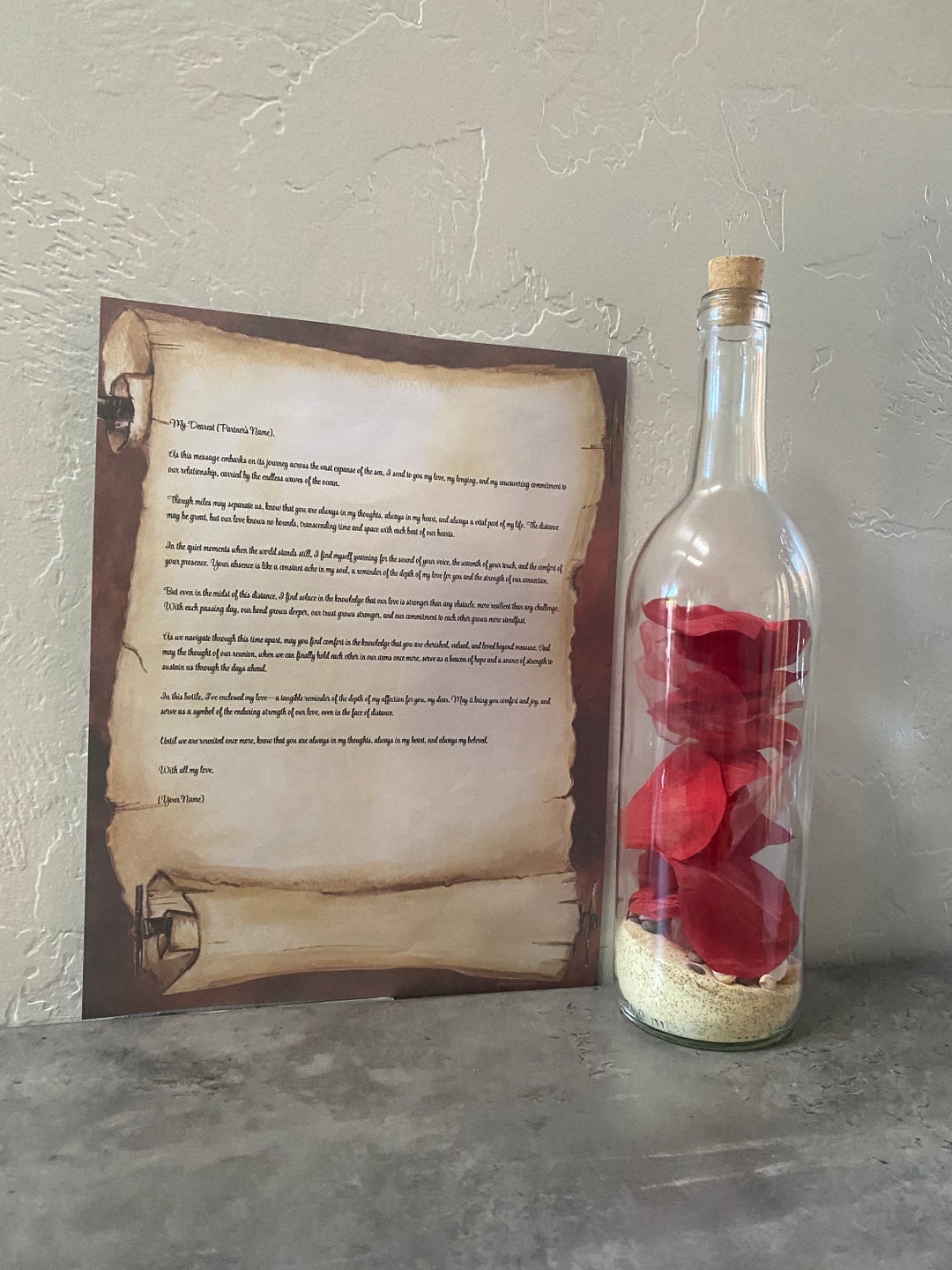 Long Distance Relationship Gift Message in a Bottle Gift Personalized ...
