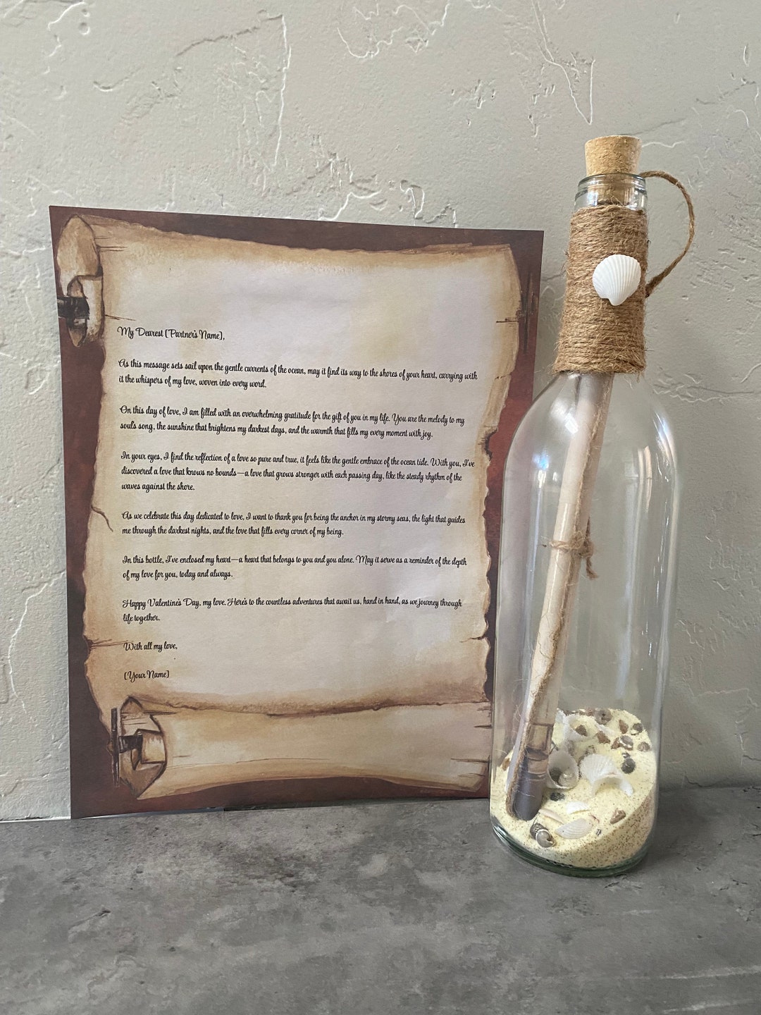 Valentine's Day Message in a Bottle: Romantic Letter, Keepsake Gift - Etsy