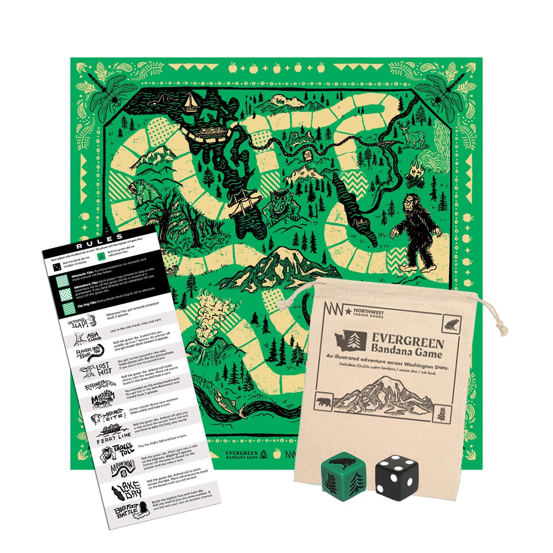 Evergreen Bandana Board Game: A Washington State Adventure Game - Etsy