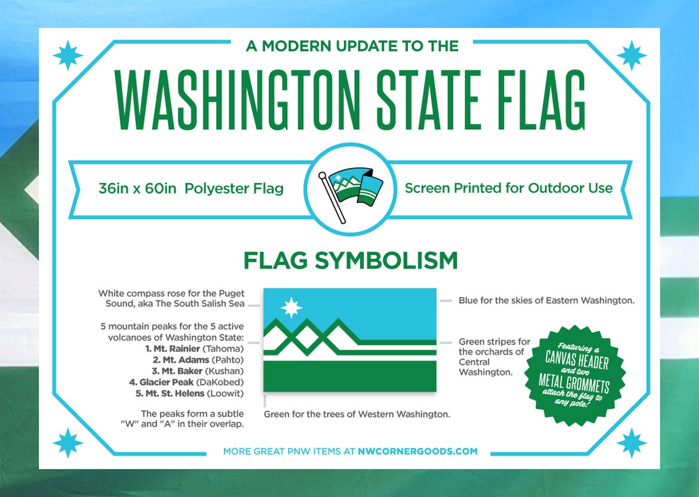 New Washington State Flag Design 3x5 Flag - Etsy