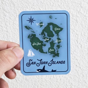 San Juan Islands Map Sticker - Etsy