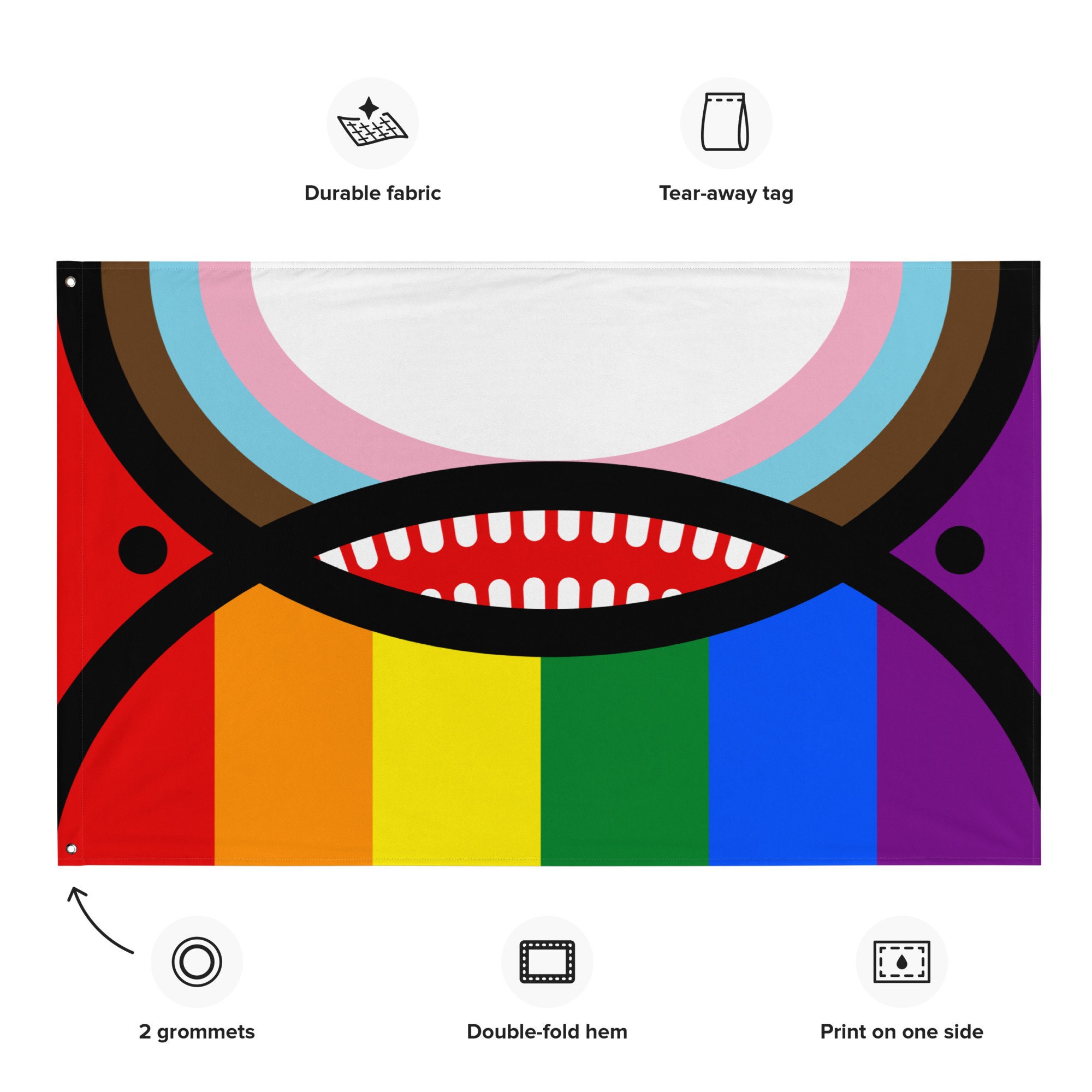 Progressive Pride Orca Face Flag - Etsy