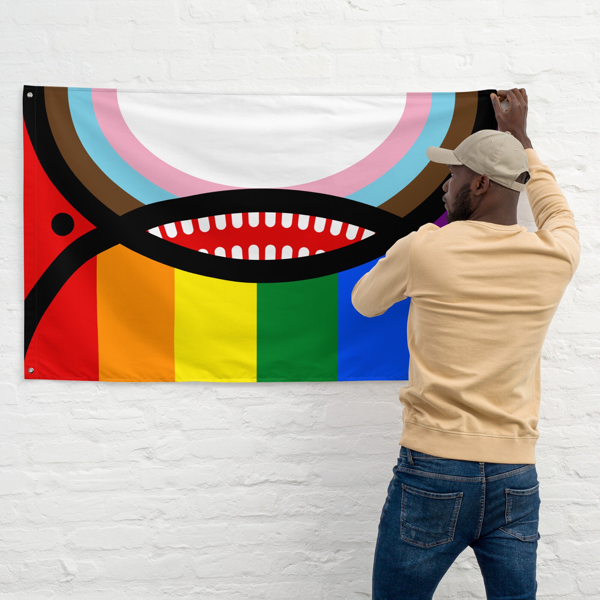 Progressive Pride Orca Face Flag - Etsy