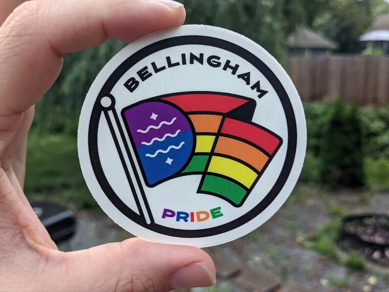 Bellingham Pride Flag Waving Sticker - Etsy