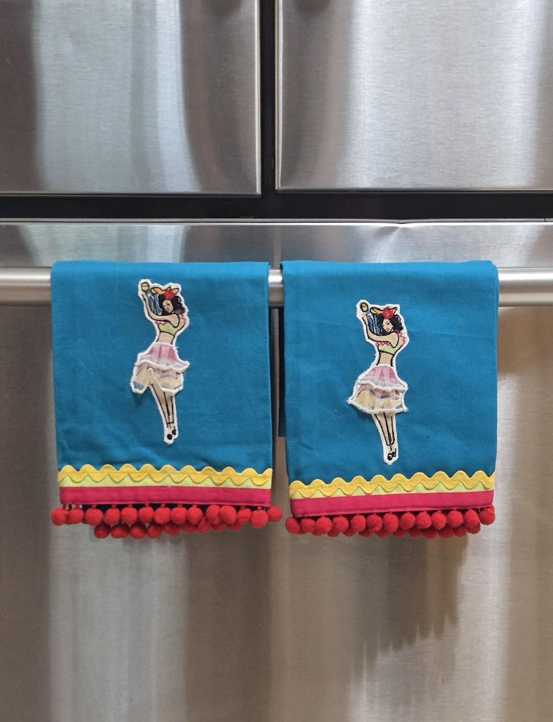 MEXICAN LADY DANCING Kitchen Towels Fiesta Kitchen Decor Set of Two - Etsy