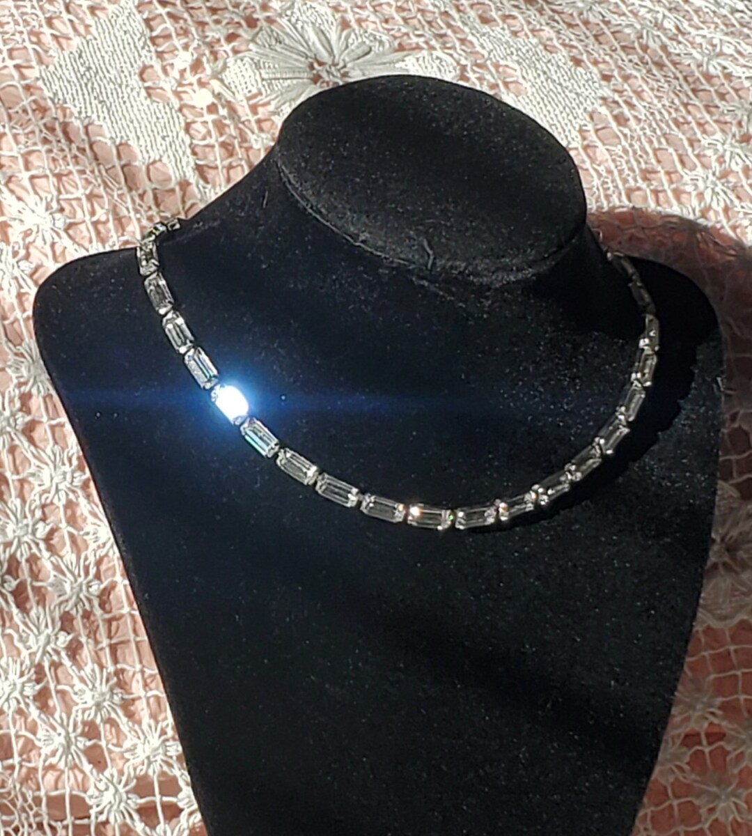 Vintage Fenichel Crystal Necklace: Emerald Cut Rhinestone Bridal ...