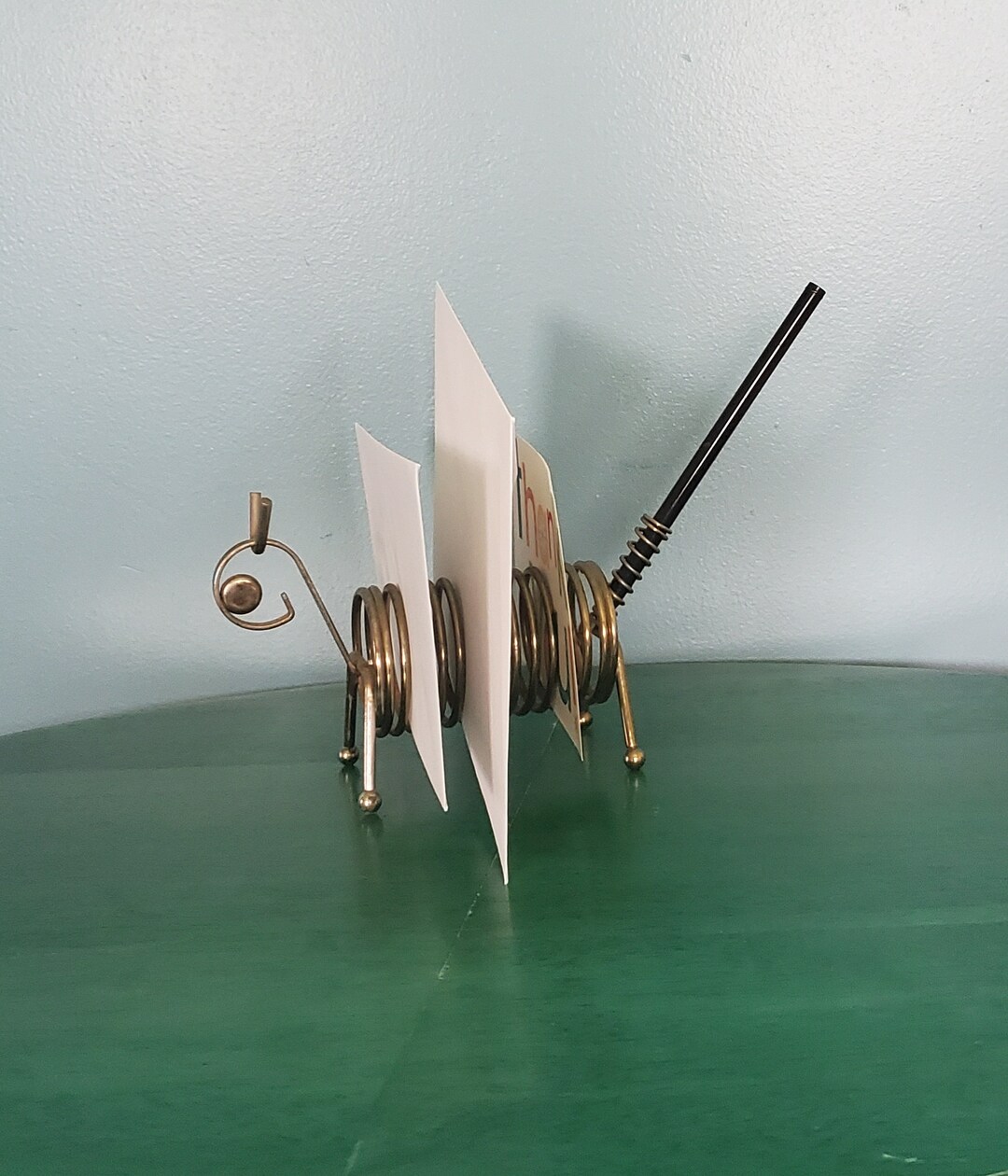 Vintage MCM BRASS COIL Animal Insect Deer Dog Cat Letter and Pen Pencil ...