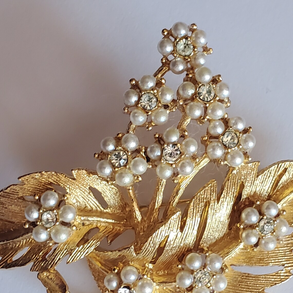 Vintage Cathé Gold Tone Pearl Leaf Brooch - Etsy