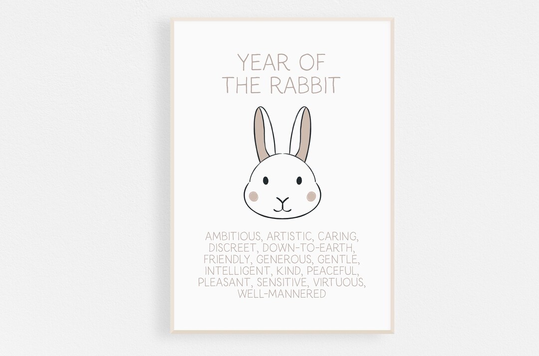 Adorable Rabbit Printable 2023 for a Baby Born in the Year of the ...