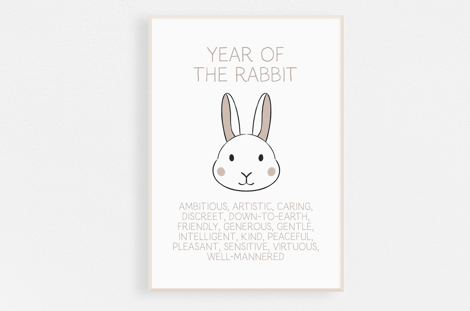 Adorable Rabbit Printable 2023 for a Baby Born in the Year of the ...