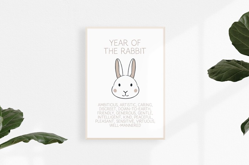 Adorable Rabbit Printable 2023 for a Baby Born in the Year of the ...