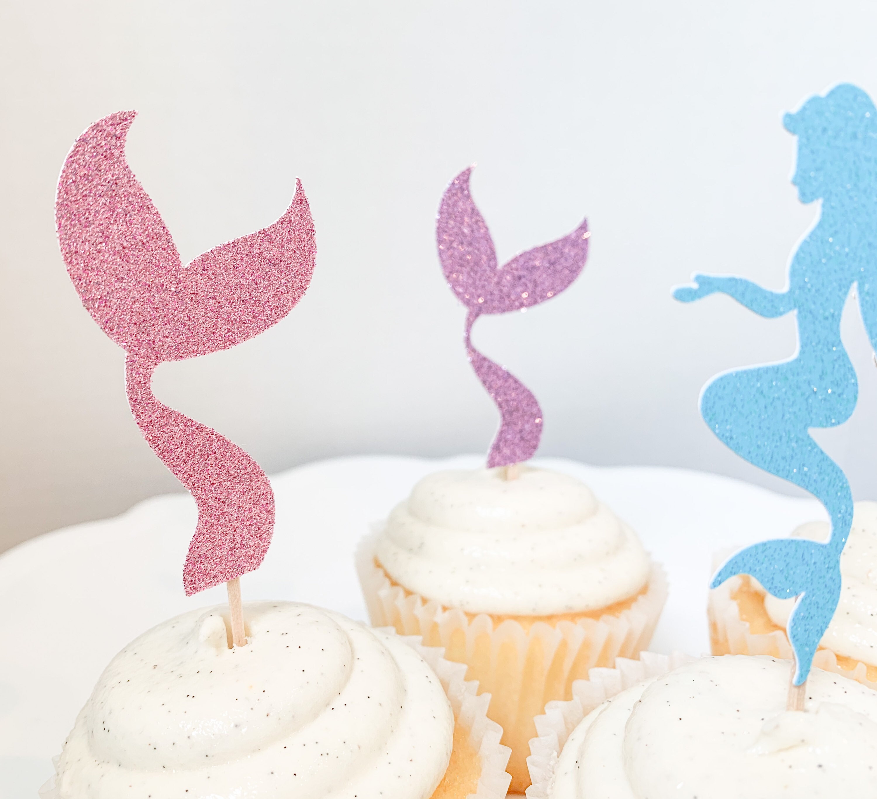 Mermaid cupcake toppers glitter mermaid cupcake toppers | Etsy