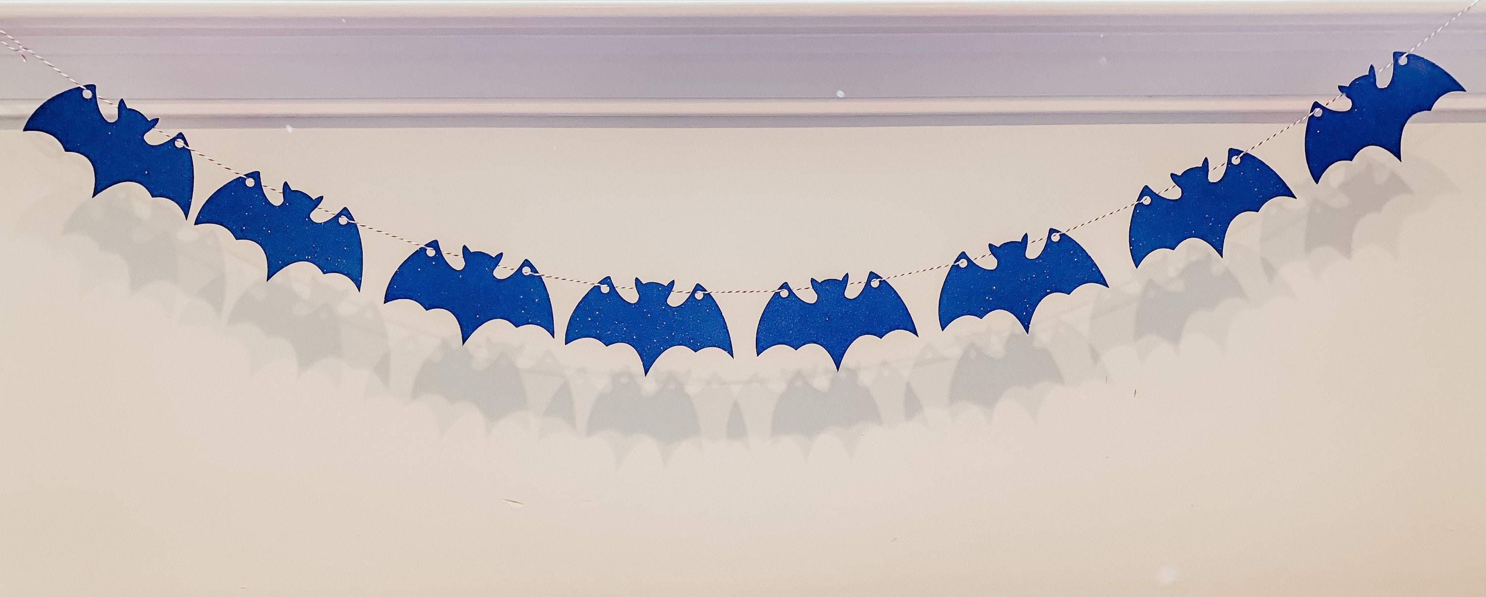 Bat Halloween Banner Halloween Banner Glitter Bats Banner - Etsy