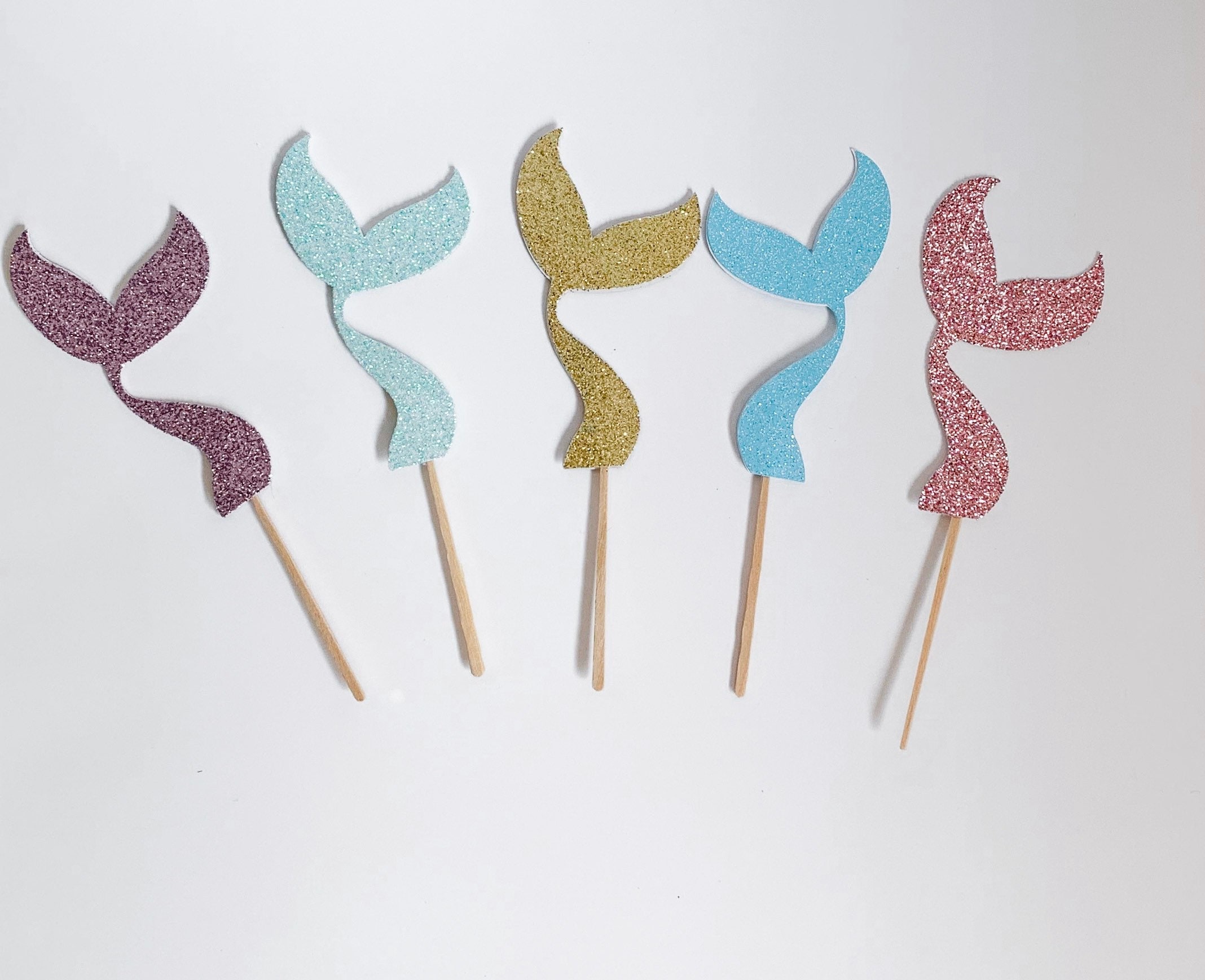 Mermaid cupcake toppers glitter mermaid cupcake toppers | Etsy