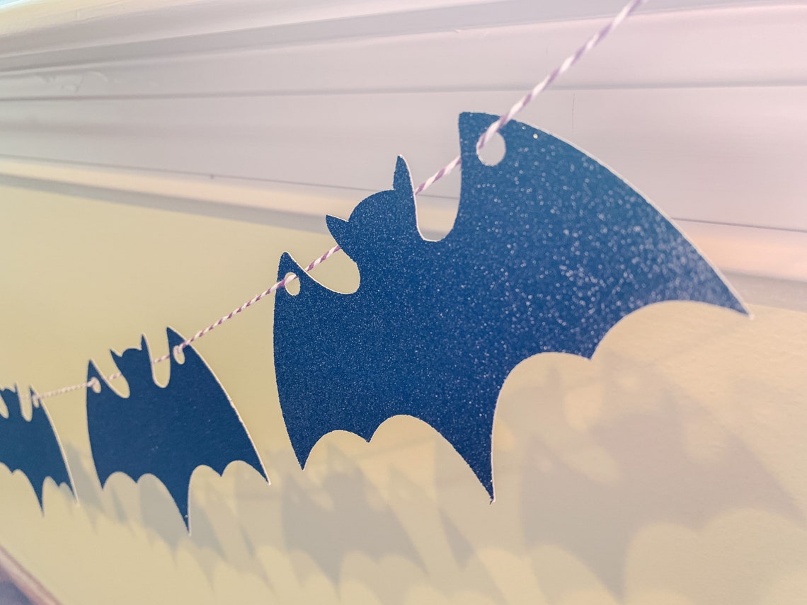 Bat Halloween Banner Halloween Banner Glitter Bats Banner - Etsy