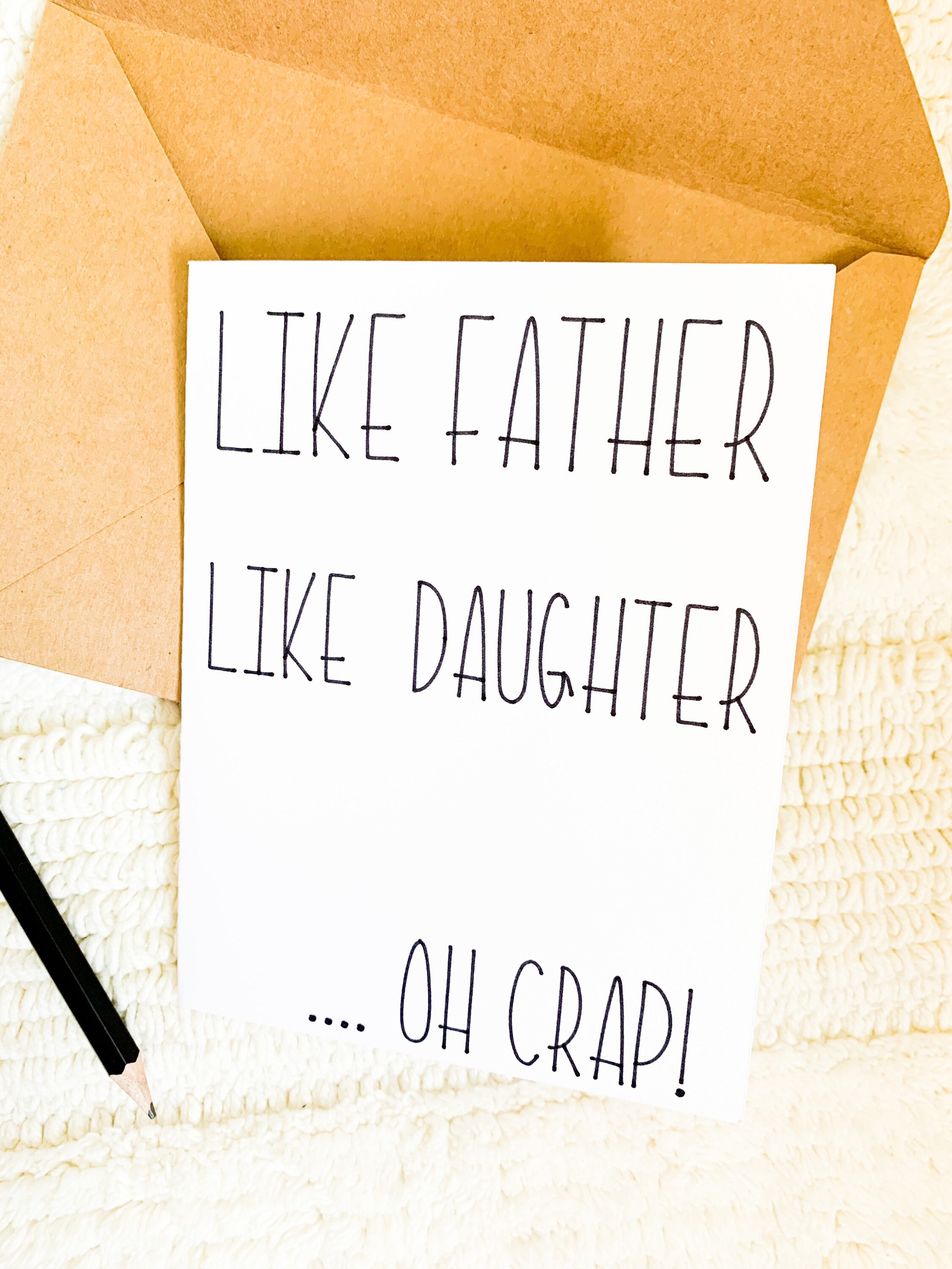 Like father like daughter oh crap card funny fathers day | Etsy
