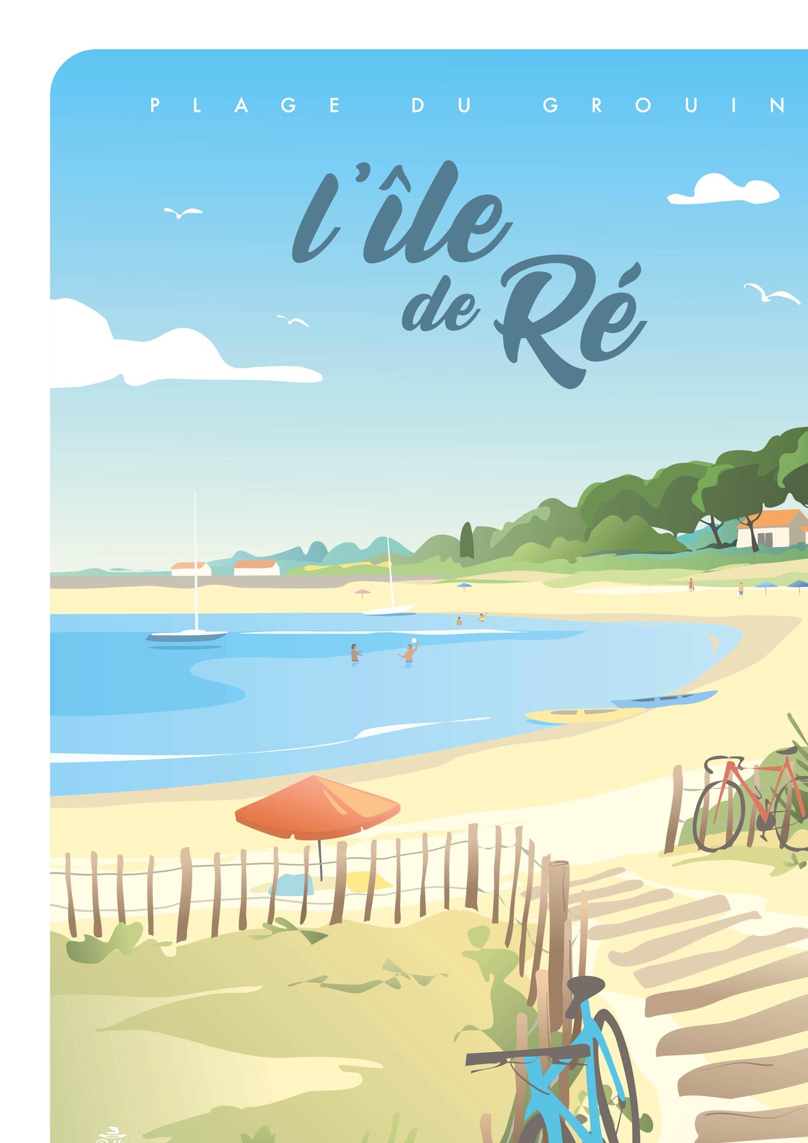Illustration Ile de ré, Loix Le Grouin, Affiche charente, Illustration ...