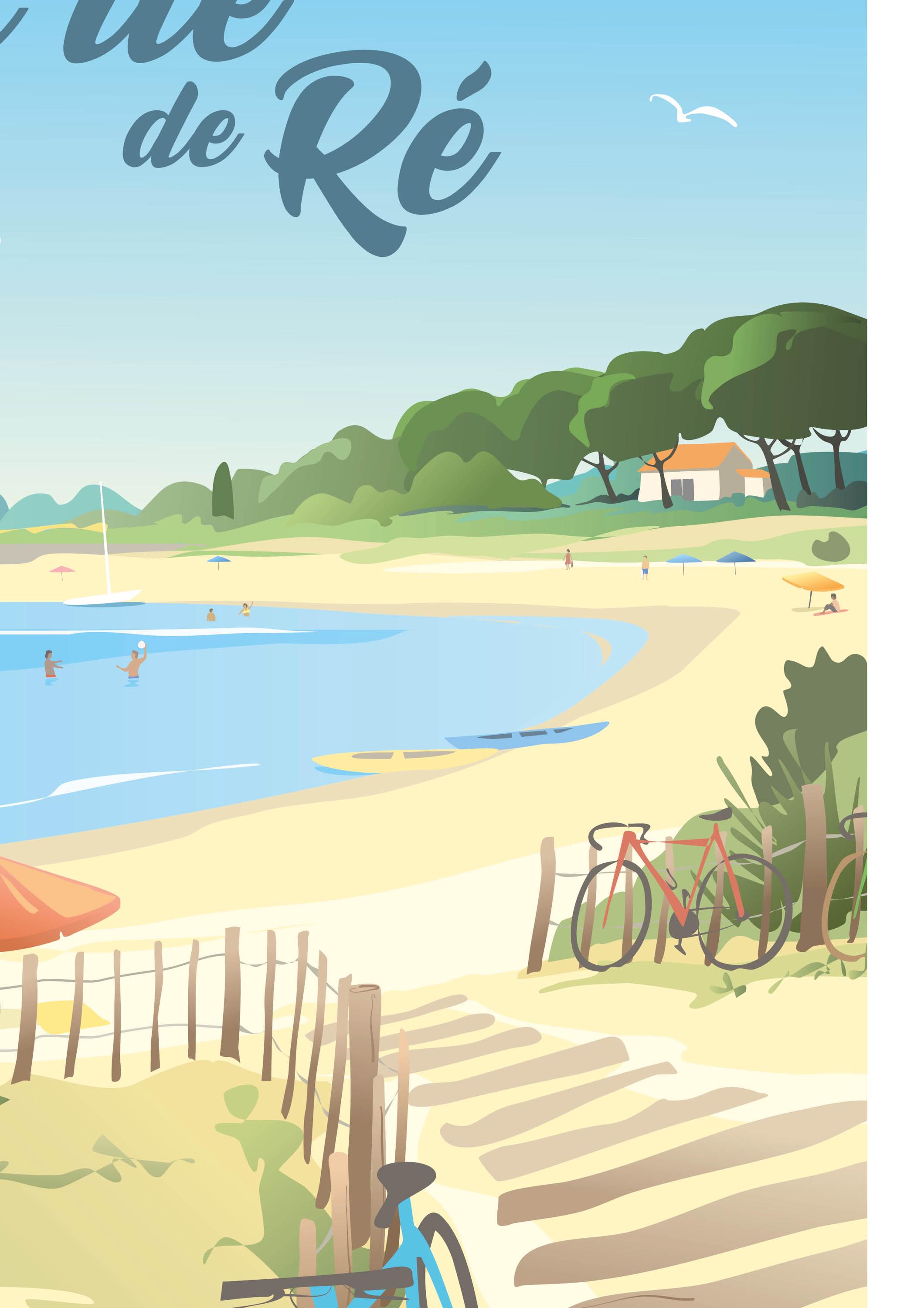 Illustration Ile de ré, Loix Le Grouin, Affiche charente, Illustration ...