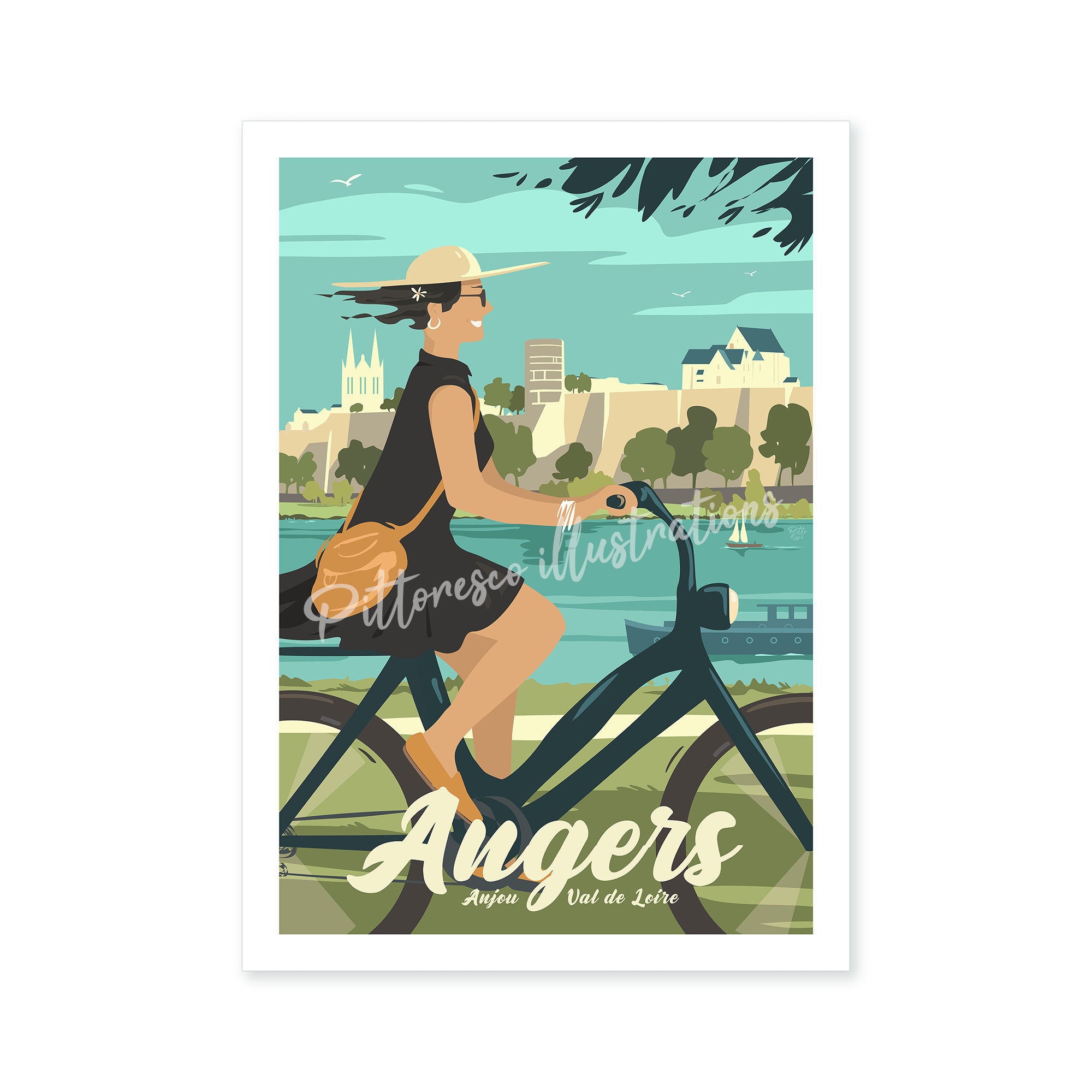 Affiche Angers, Illustration paysage France, Affiche PittoResco, Dessin ...