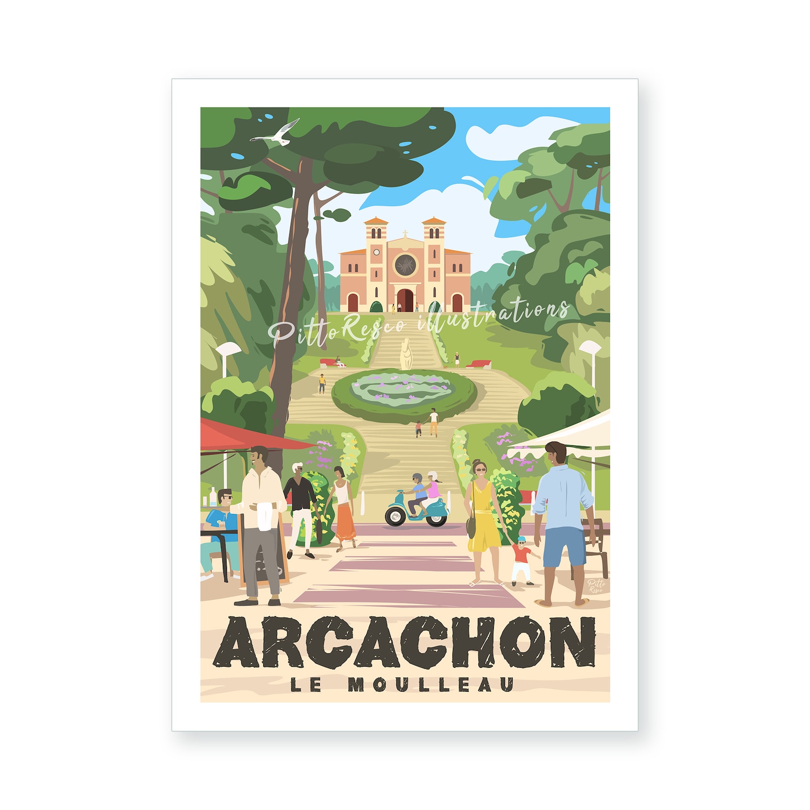 Affiche Arcachon, Poster le Moulleau, Affiche ville France ...