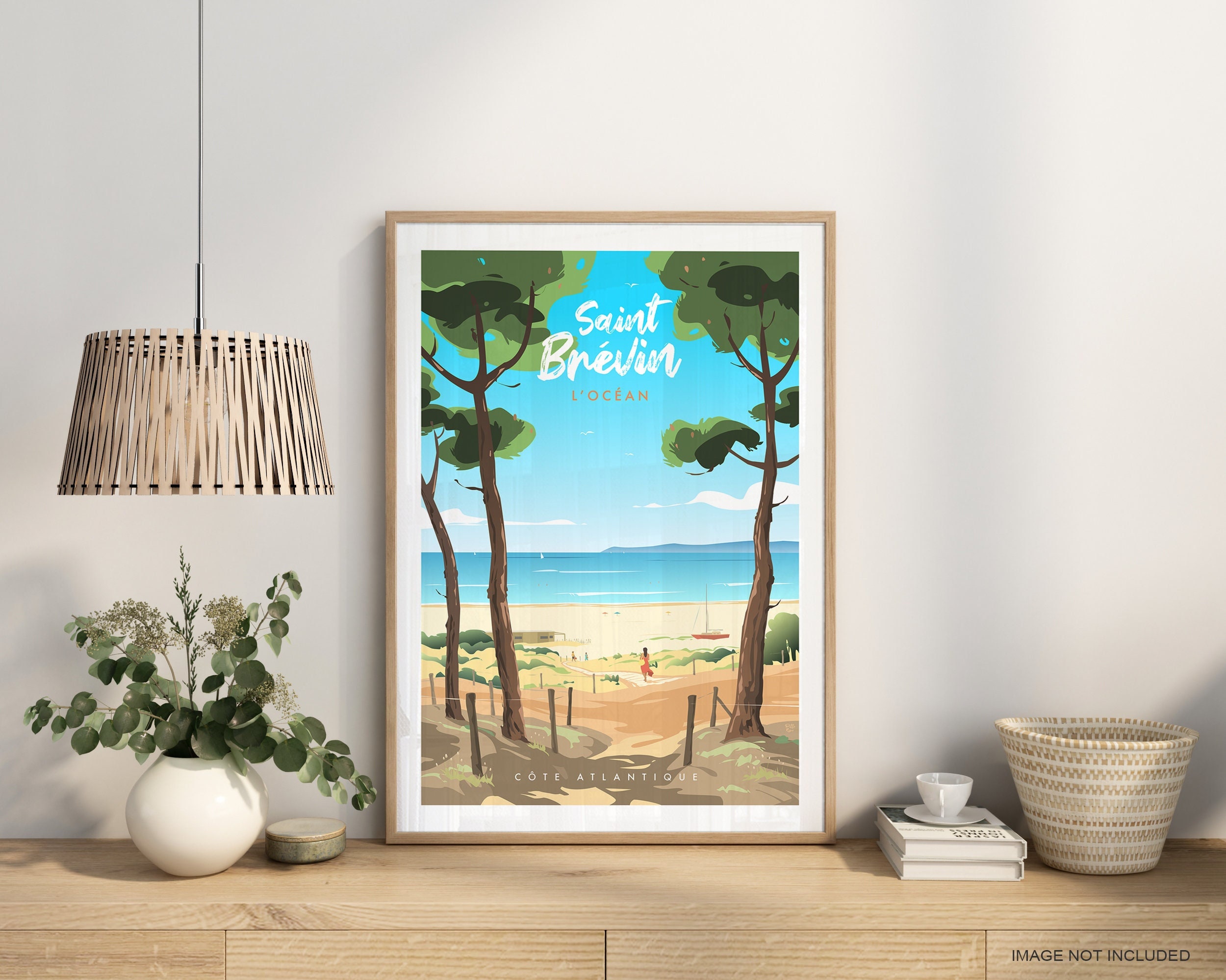 Affiche Saint Brévin l'Océan, Plage de St Brévin, Poster Plage Côte ...