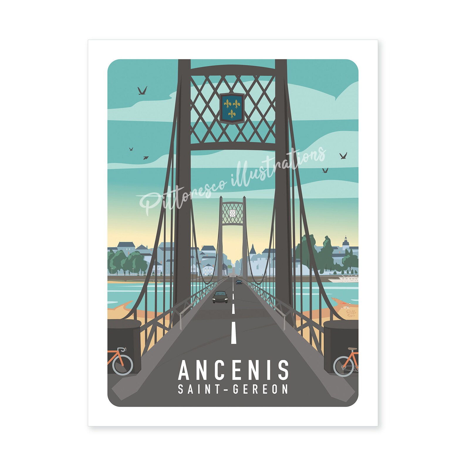 Illustration Ancenis Poster Pont D'ancenis Poster City - Etsy UK