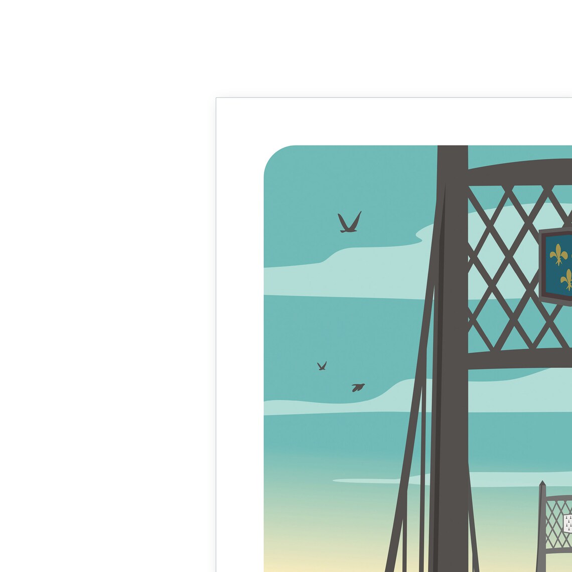 Illustration Ancenis, Poster pont d'Ancenis, Affiche ville France ...