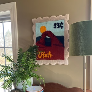 Utah Stamp Tufted Wall Decor, Arches National Park Wall Hanging ...