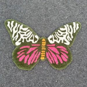 Butterfly Tufted Rug Decor, Moth Wall Hanging Art - Etsy