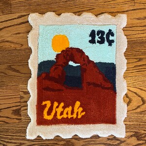 Utah Stamp Tufted Wall Decor, Arches National Park Wall Hanging ...