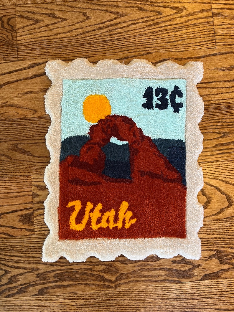 Utah Stamp Tufted Wall Decor, Arches National Park Wall Hanging ...