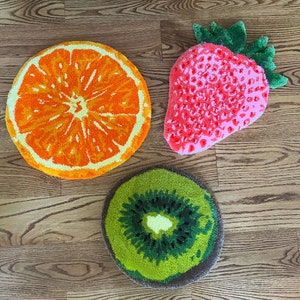 Orange Tufted Wall Hanging, Fruit Wall Decor Rug, Custom Citrus ...