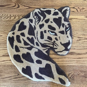 Cheetah Leopard Heart Tufted Wall Decor, Wall Art, Rug Art, Punch ...