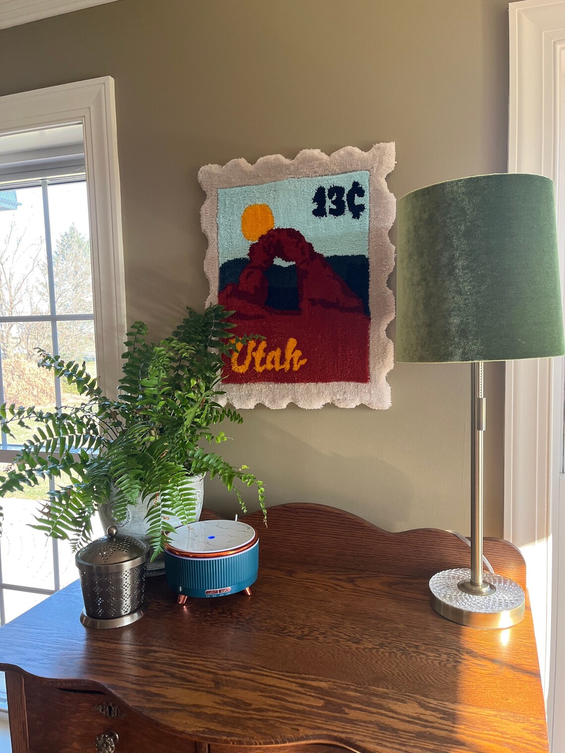 Utah Stamp Tufted Wall Decor, Arches National Park Wall Hanging ...