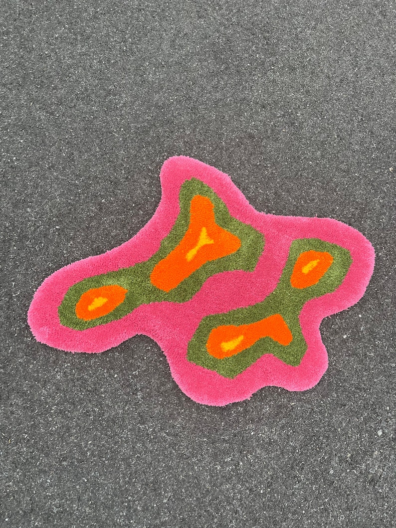 Abstract Tufted Rug, Fluid Form Carpet, Blob Rug Art, Irregular Wall ...