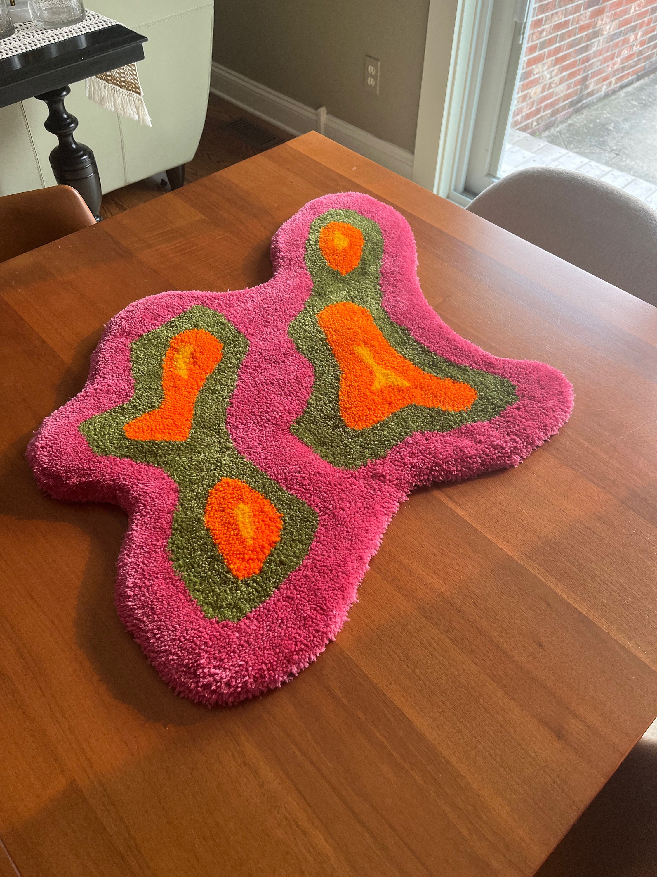 Abstract Tufted Rug, Fluid Form Carpet, Blob Rug Art, Irregular Wall ...