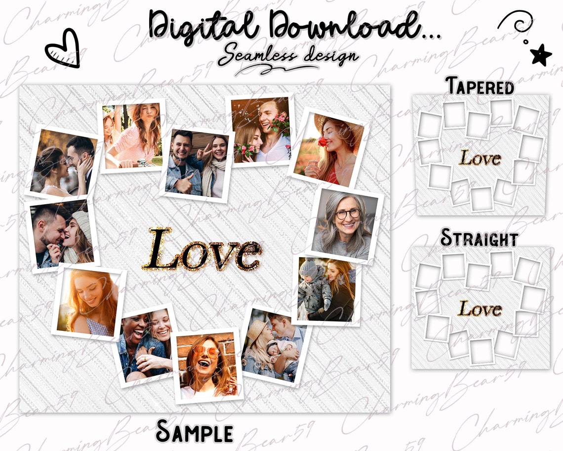 Heart Frame Photo Tumbler Template, Photo Collage Tumbler Love Png ...