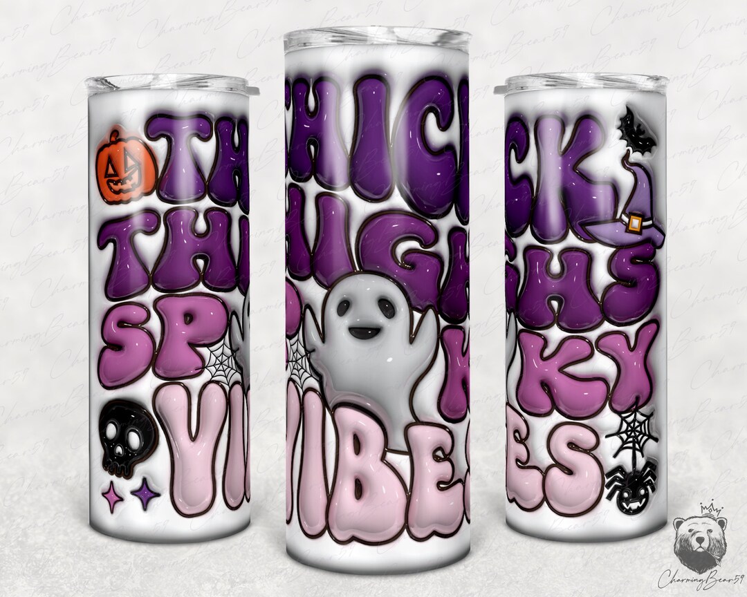 Ghost Halloween 3D Puff Halloween 20oz Tumbler Sublimation, 3D ...