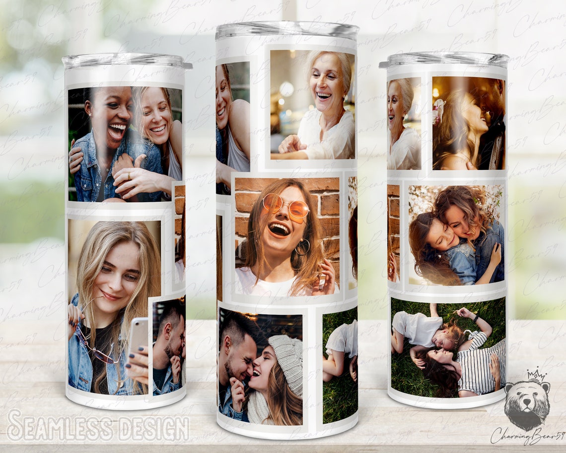 Frame Photo Tumbler PNG, Photo Collage Template 20oz Skinny Tumbler Png ...