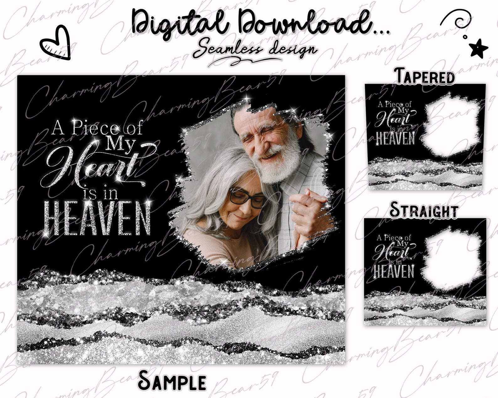 Memorial Tumbler Wrap, A Piece of My Heart is in Heaven, Memorial Frame ...