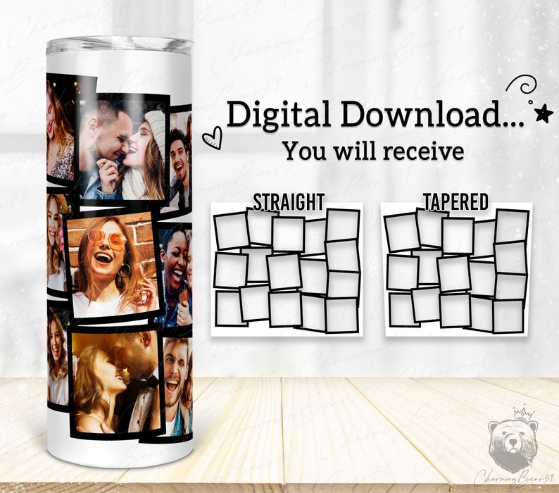 Frame Photo Tumbler Template, 16 Photo Collage, Photo Collage Png ...