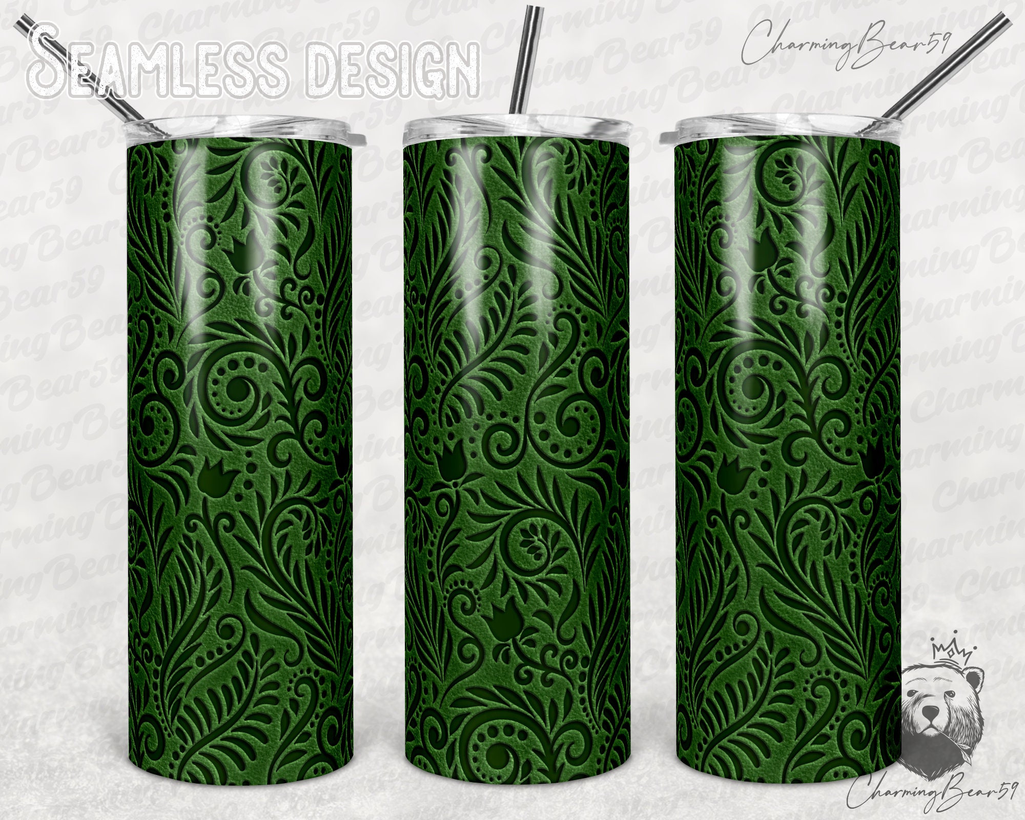 Tooled Leather Pattern Tumbler Template 20oz Skinny Tumbler - Etsy