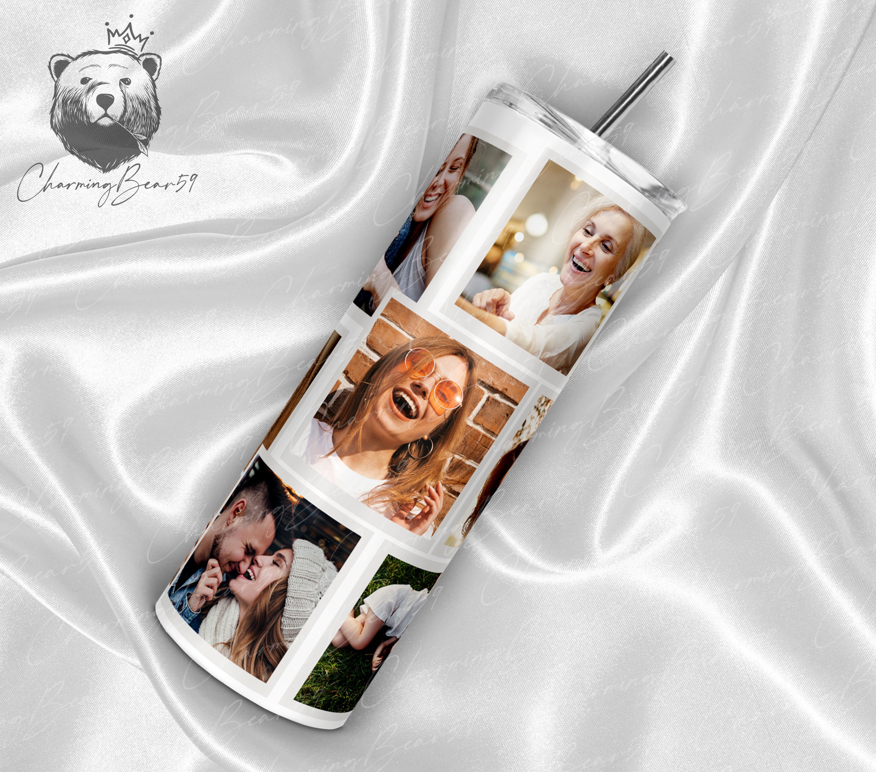 Frame Photo Tumbler PNG, Photo Collage Template 20oz Skinny Tumbler Png ...