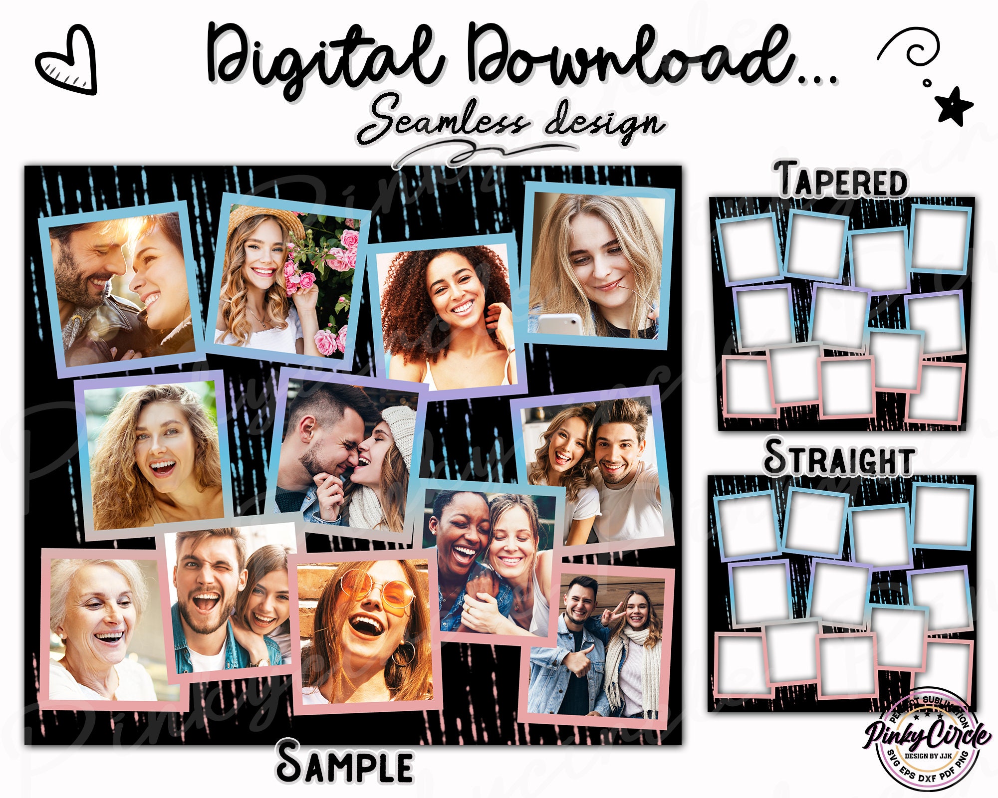 Polaroid Photo Tumbler Template Straight Full Wrap Digital Png ...