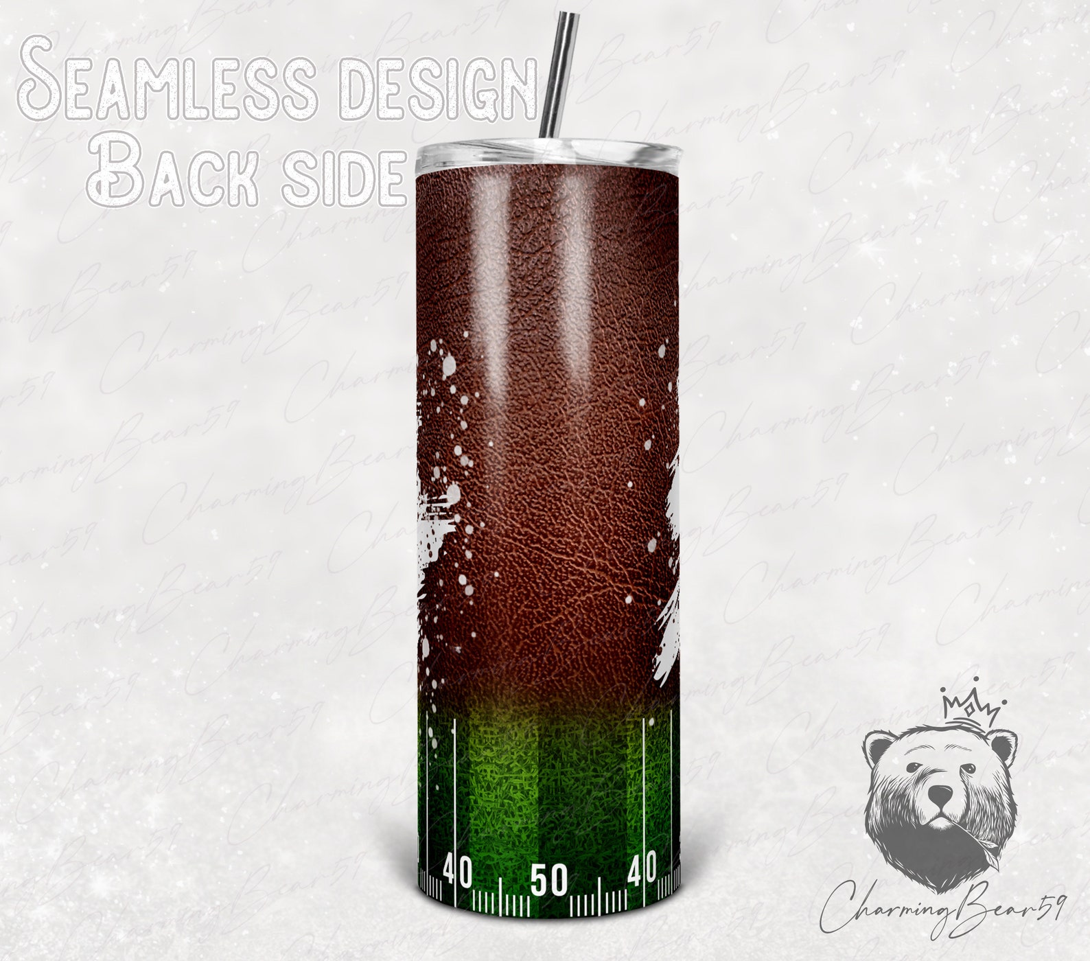 Football Mom Tumbler Sublimation Design,football Field Tumbler Leather ...