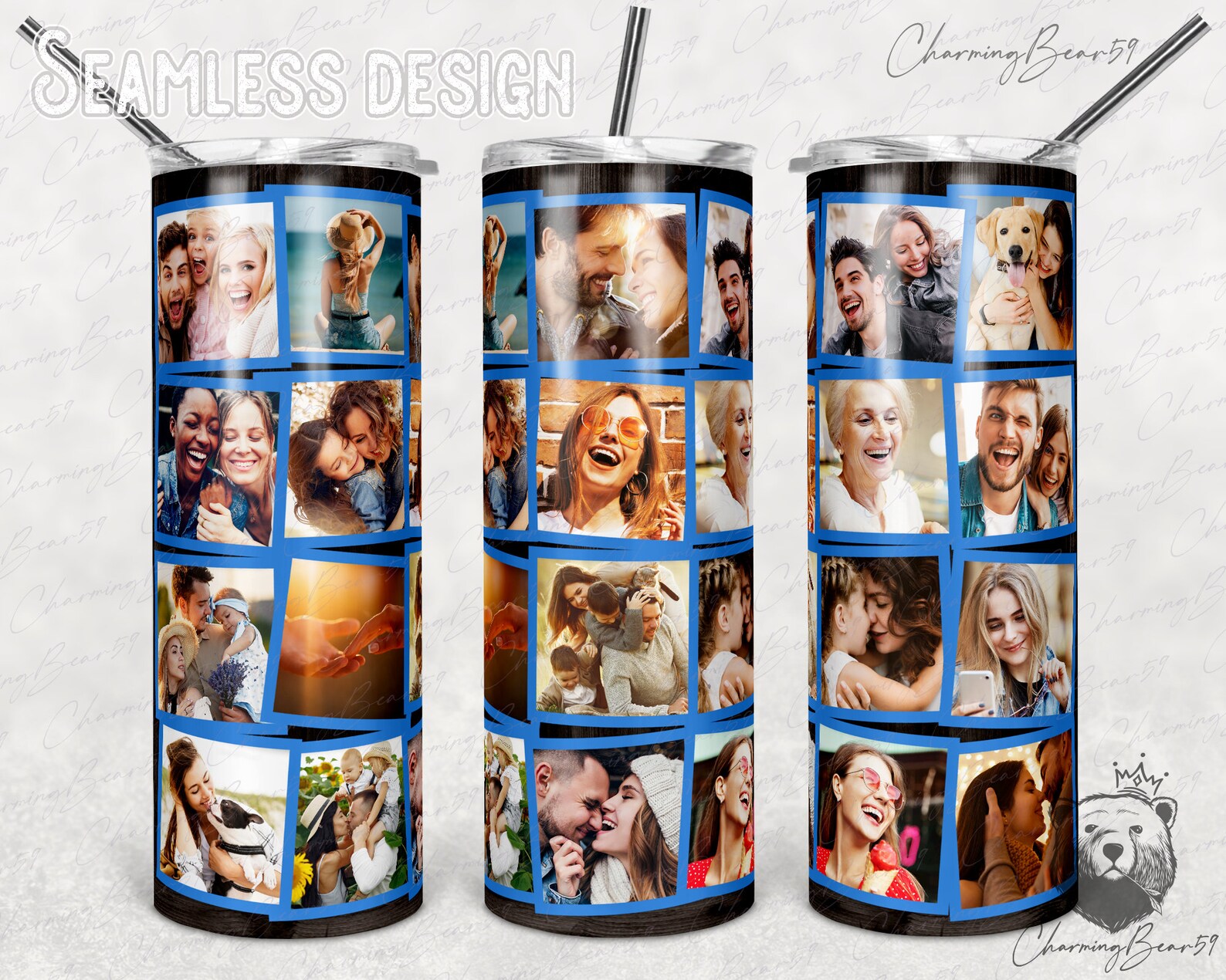 20oz Skinny Tumbler Png Sublimation, Frame Photo Tumbler Template, 20 ...