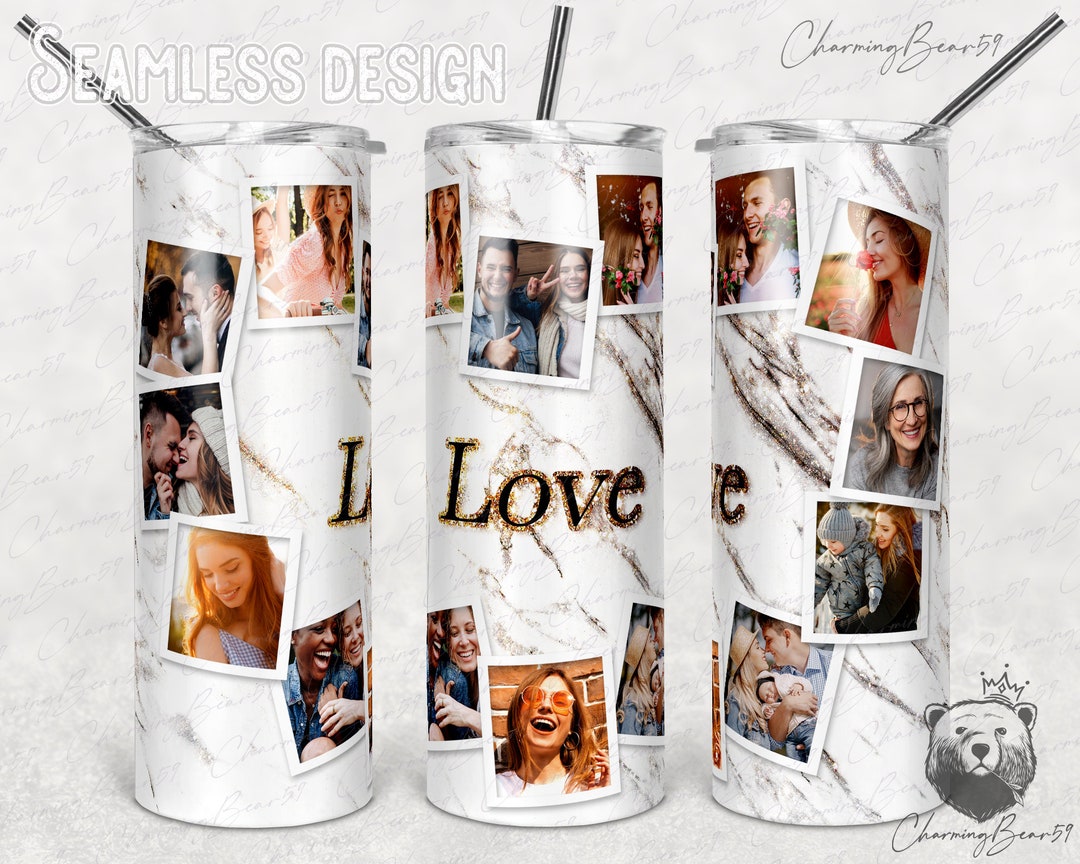 Photo Collage Tumbler Love Png Sublimation, 20oz Skinny Heart Frame ...