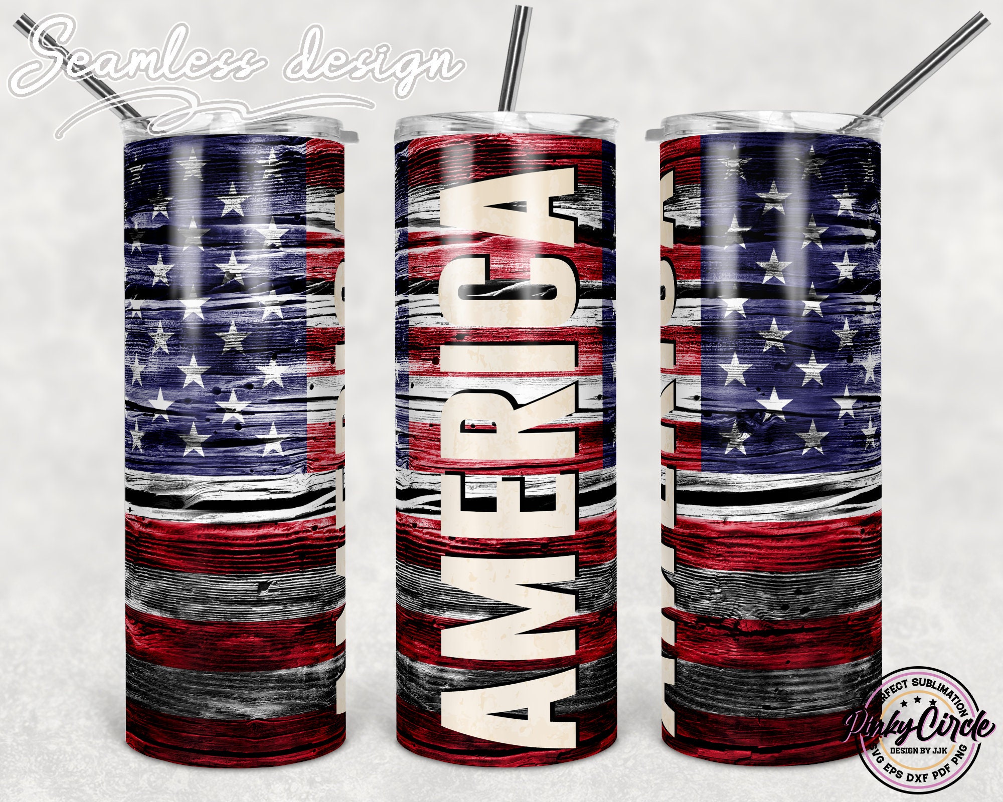Wood American Flag Red White Blue 20oz Skinny Tapered, Patriotic, Usa ...