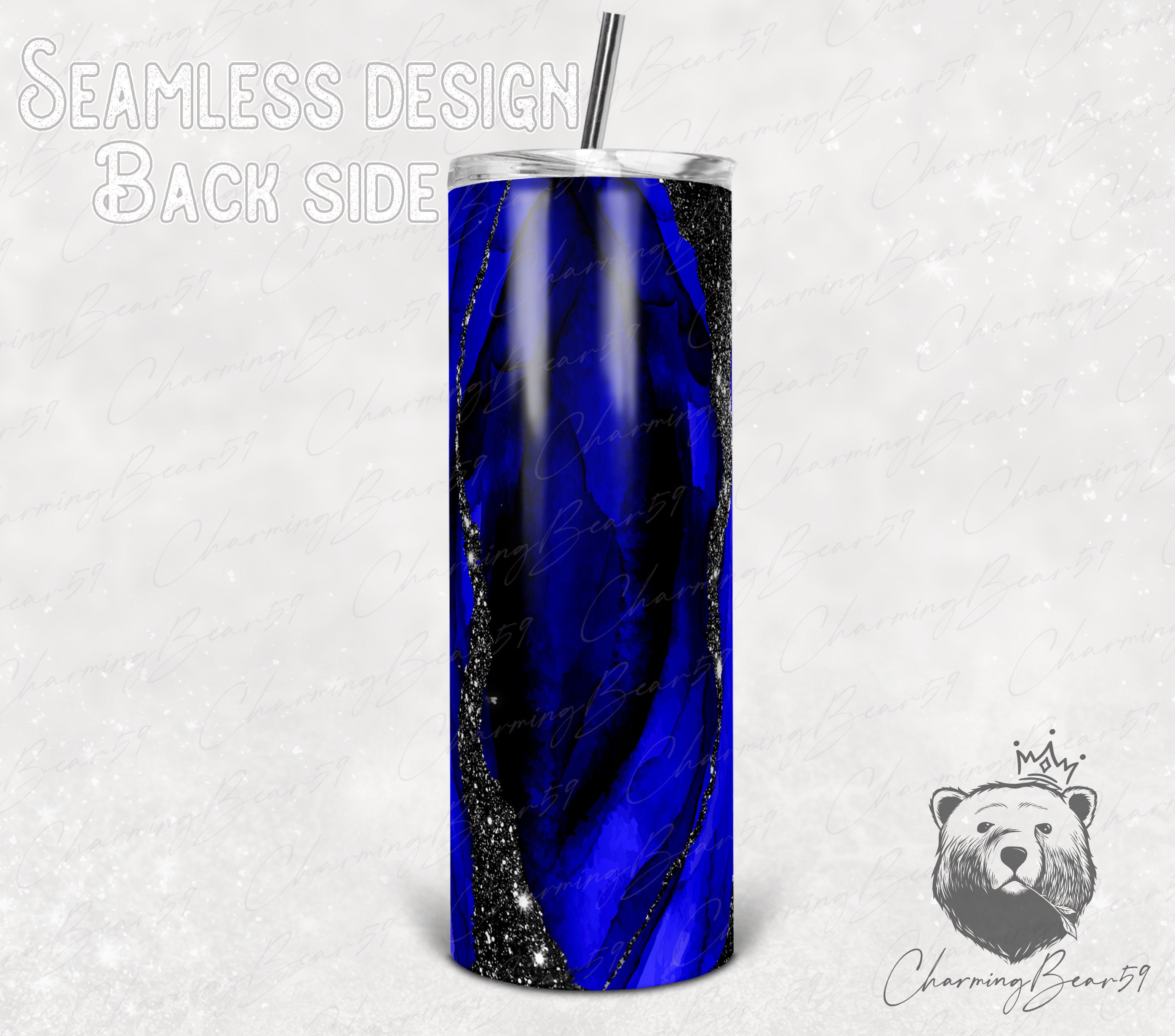 Blue Glitter Tumbler Wrap PNG Sublimation 20oz Skinny Tumbler - Etsy