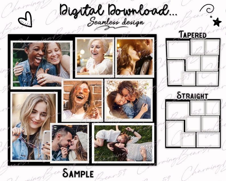 Frame Photo Tumbler Template, Photo Collage 20oz Skinny Tumbler Png ...